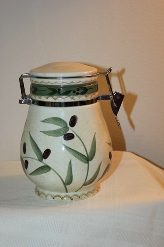 Oneida Oliveto Hand Painted Stoneware 8 Inch Canister - EUC | eBay
