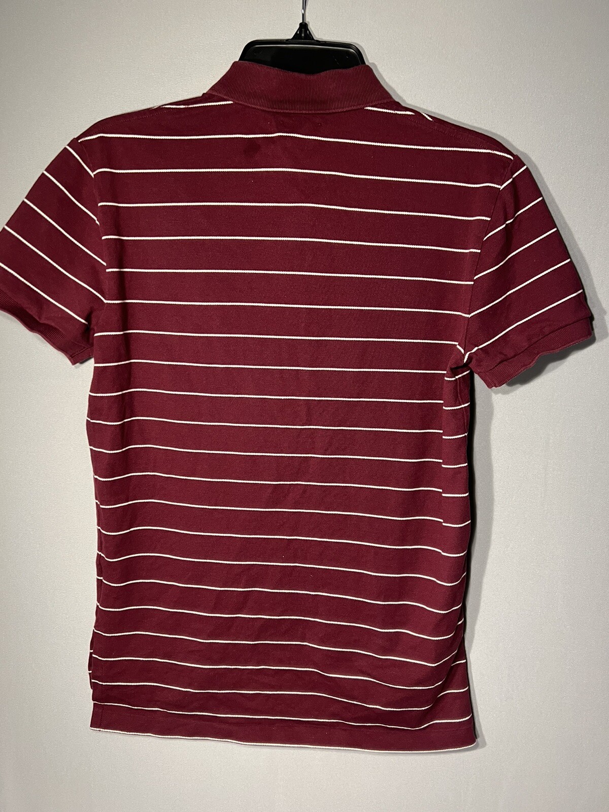 Men's Maroon and White Striped Polo Polo by Ralph Lau… - Gem