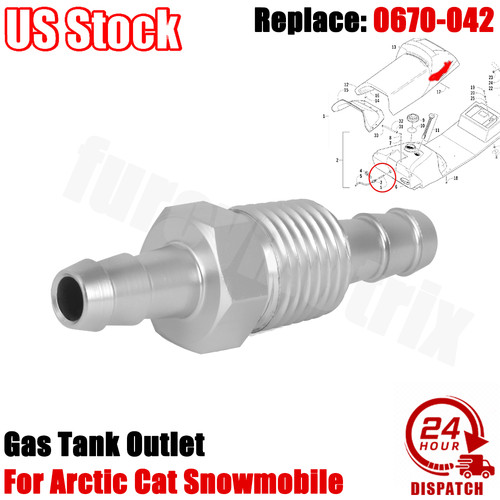 For Arctic Cat Snowmobile Fuel Gas Tank Outlet Fitting 0670-042 Z 570 ...