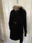 Michael Kors MK Women's Black Wool Full Zip Long Coat Jacket Size 4 ...