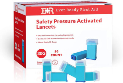 Ever Ready First Aid Safety Pressure Activated Lancets 30 Gauge - 50CT ...