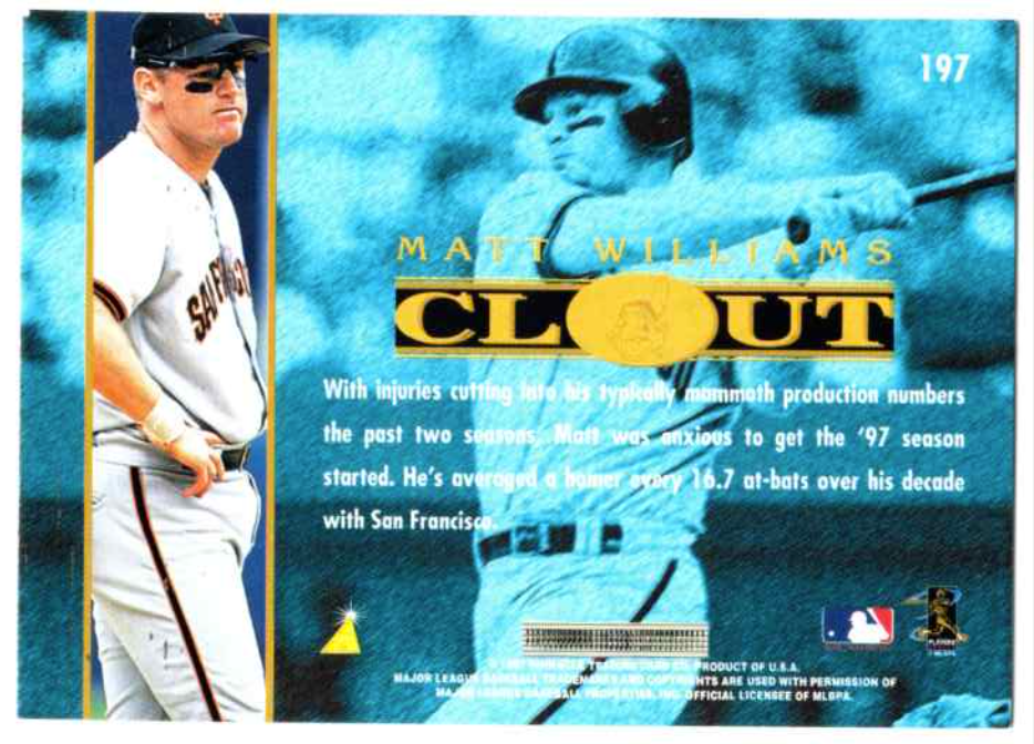 1997 Pinnacle Clout - #197 Matt Williams - San Francisco Giants | eBay