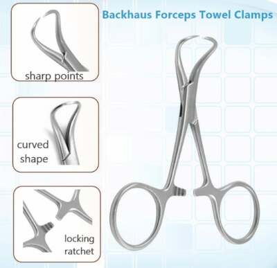 Backhaus Towel Clamps Forceps Surgical Veterinary Medical Instruments O ...