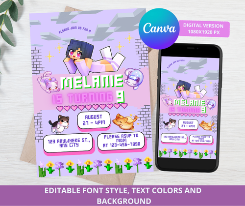 EDITABLE Aphmau Birthday invitation, Aphmau Birthday party supplies ...