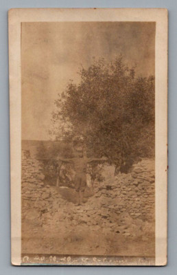WW1 SOLDIER Vintage ORIGINAL Photo / ARTILLERY SHELL HOLE at Sainte ...