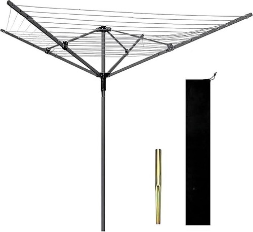 40m 50m 60m ROTARY AIRER GARDEN CLOTHES LINE 4 ARM DRYER WASHING LINE ...