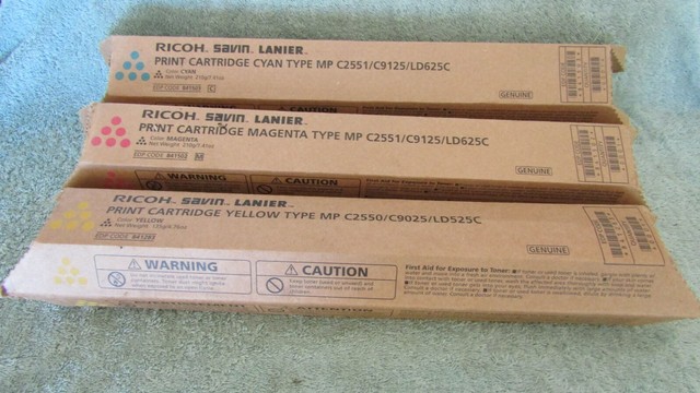Set of 3 Print Cartridges Ricoh Savin Lanier OEM MP C2551 / C9125 ...