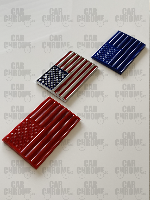 Pair 2pcs 3D All Chrome American Flag Decal Emblem Logo Badge For RAM ...