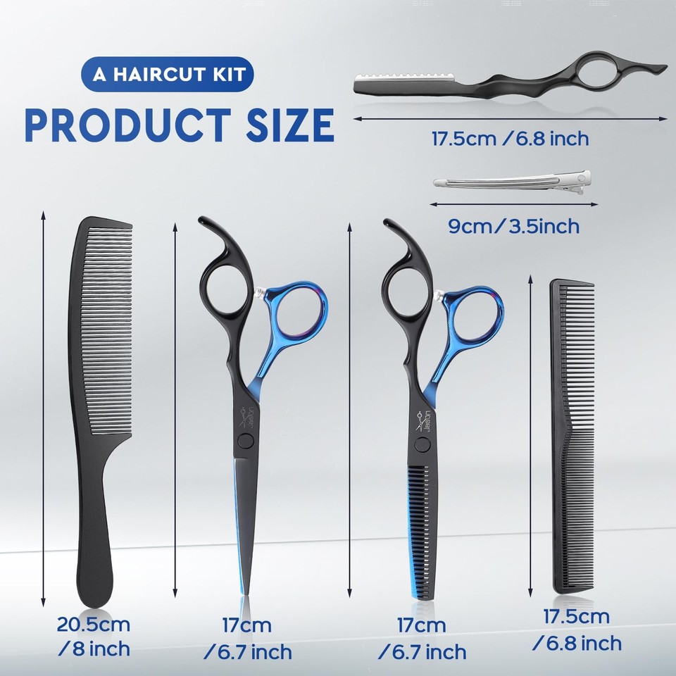 10 PCS Haircut Scissors Set 6.7" Thinning and Straight Shears 30 Teeth ...