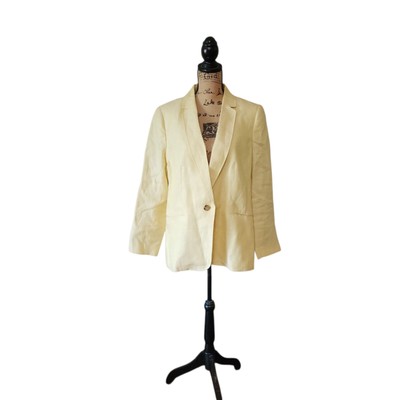 Talbots Yellow Linen Blazer Jacket Single Button Career Casual Womens ...