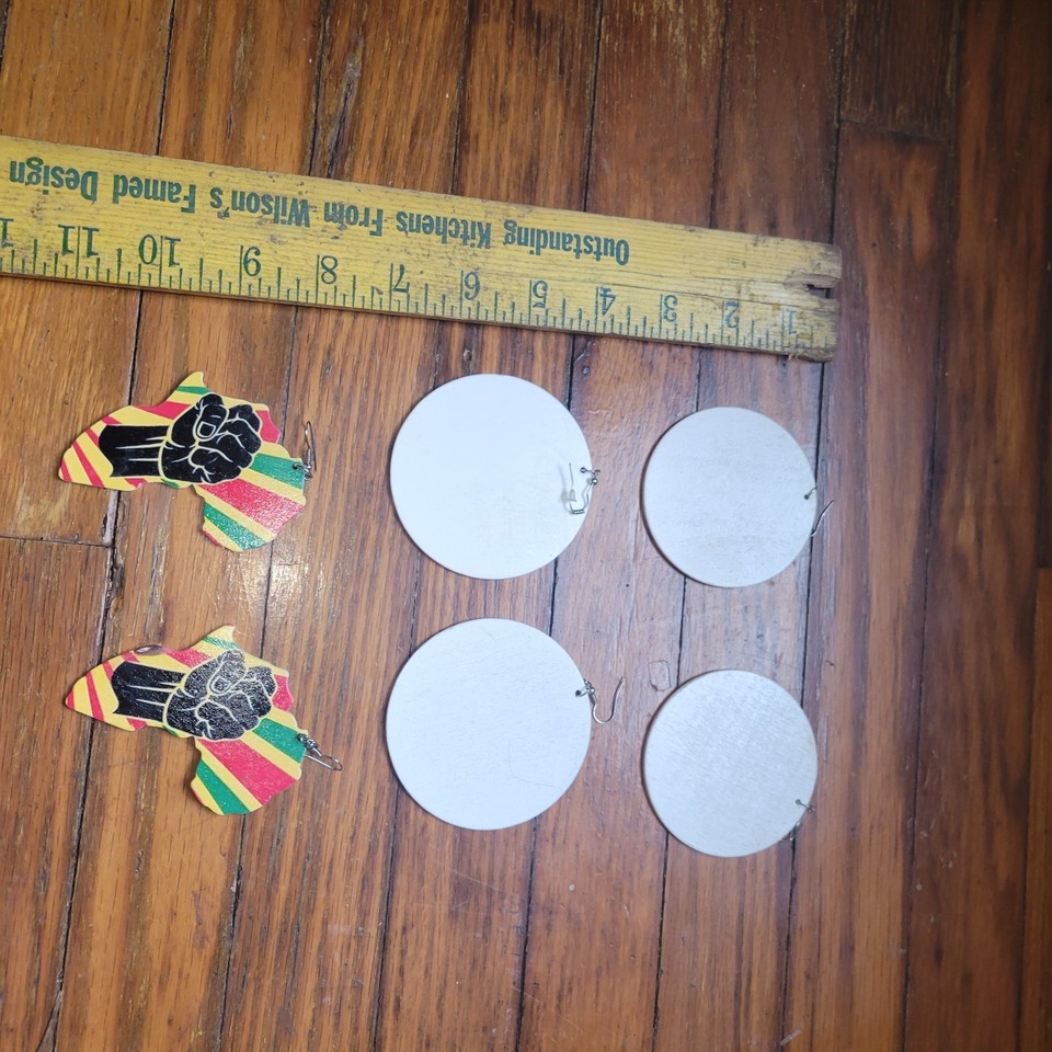 Afrocentric & Tribal Wooden Earring Set – 4 Pairs – Handmade Boho ...