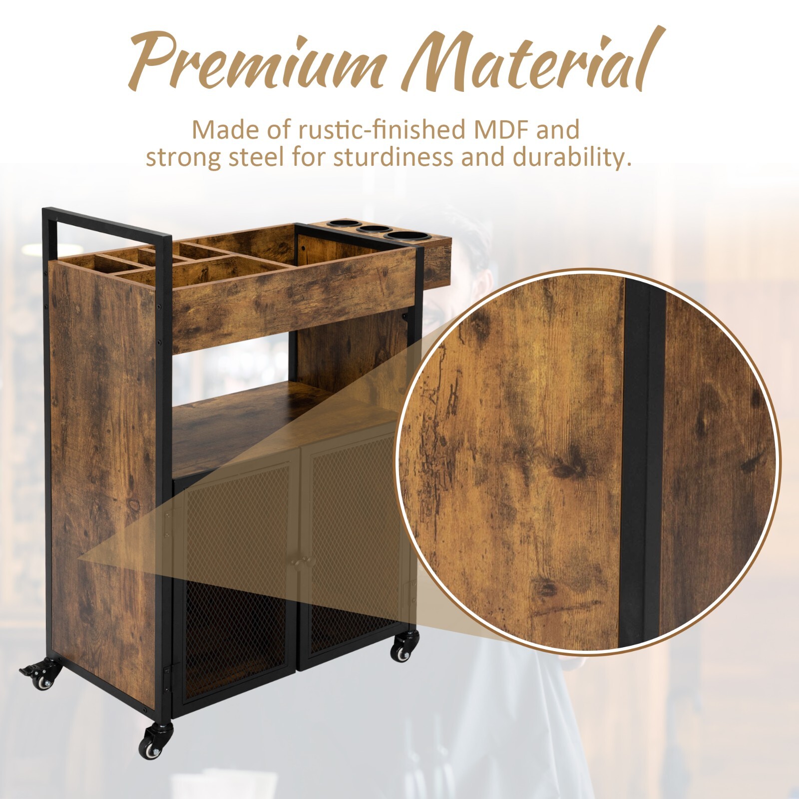 Hair Salon Trolley Wood Rolling Cart Salon Beauty Station Stylist ...