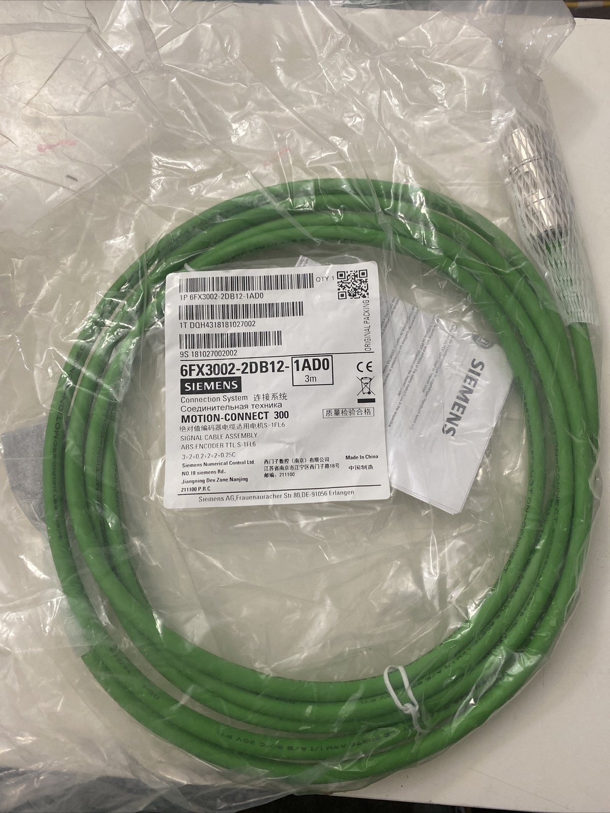 1pc new 3m Siemens V90 6FX3002-2DB12-1AD0 Servo Motor Encoder Cable US ...