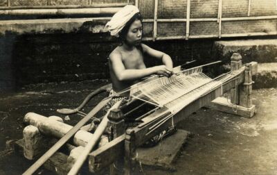 indonesia, BALI, Beautiful Native Girl Weaving (1920s) RPPC Postcard | eBay