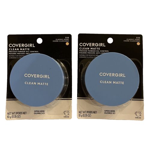 2x Covergirl Clean Matte Pressed Powder Face Makeup 510 Classic Ivory 0 ...