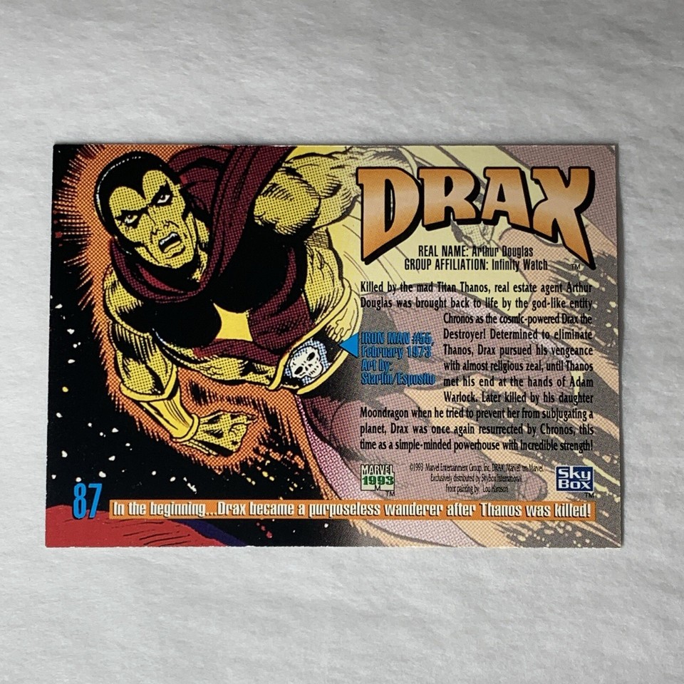 1993 Marvel Masterpieces SkyBox DRAX Base Trading Card #87 | eBay