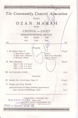 Celebrity Pianist Ozan Marsh autograph collectible | eBay
