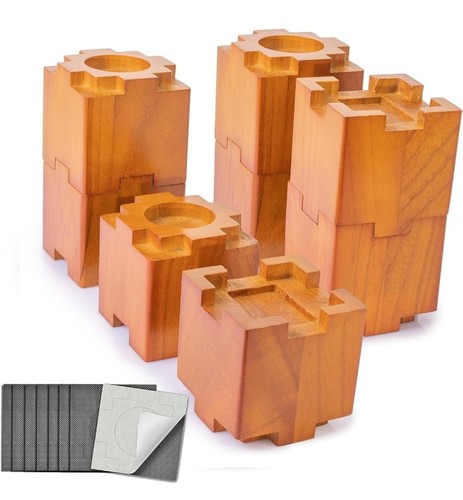 Bed Risers (Set of 8) Furniture Risers Height 3" or 6" Solid Natural ...
