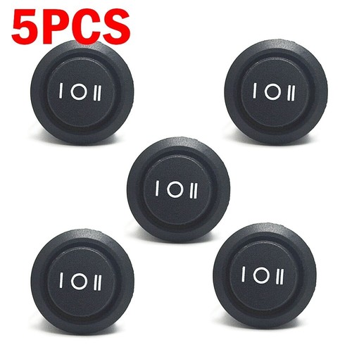 Automotive Rocker Switches Pack of 5 Black Round Switches 20mm SPDT 2 ...
