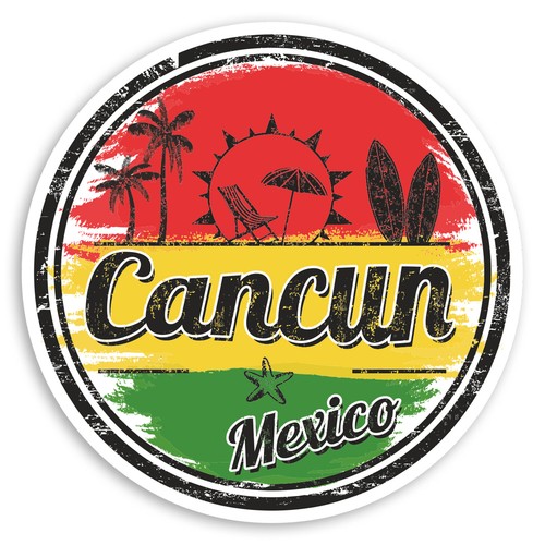 2 x 10cm Fun Cancun Mexico Vinyl Stickers - Flag Travel Luggage Sticker ...