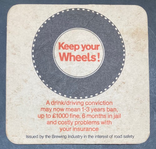 ENGLISH DRINK DRUNK DRIVE ROAD SAFETY 3.5 INCH SQUARE DIE CUT BEER ...