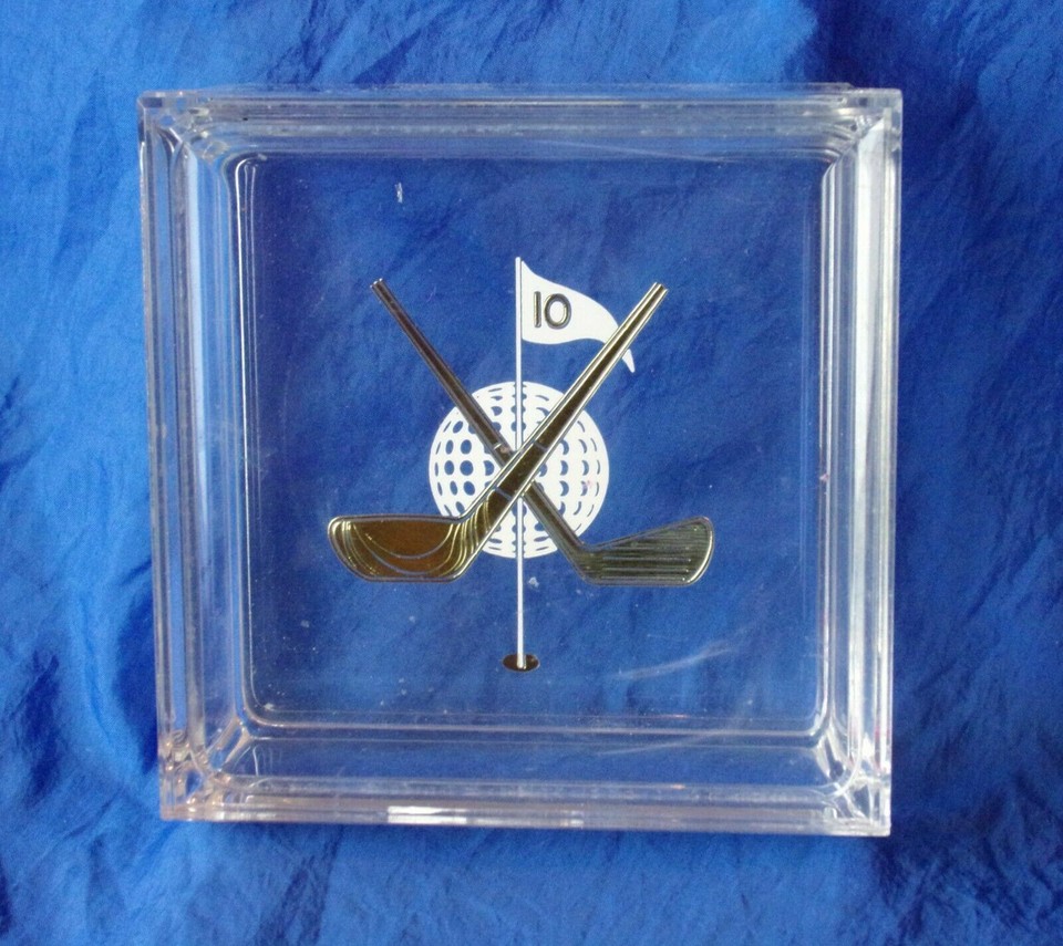 GOLF Themed Acrylic Drink Coasters w/ Storage Container 3 Coasters ...