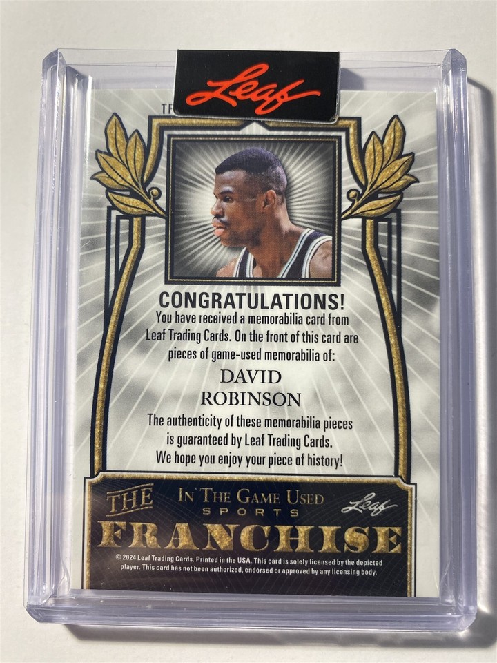DAVID ROBINSON 2024 Leaf ITGU Franchise Rainbow Foil Triple JERSEY 18/ ...