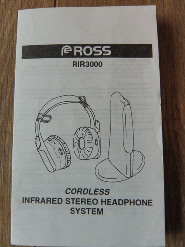 Vintage Ross Infrared Cordless Headphones set RIR3000 instruction ...