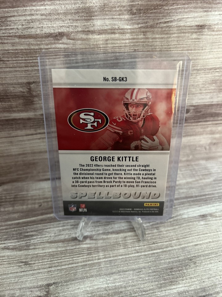 🌟 NEW 🌟 GEORGE KITTLE SPELLBOUND GREEN ‘T’ 2022 Donruss Elite SF 49ERS ...