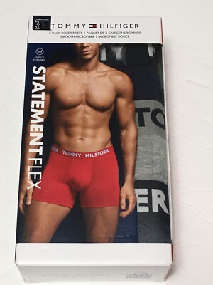 Tommy Hilfiger Mens 3 Pack Large Statement Flex Boxer Briefs - Navy Blue Gray | eBay