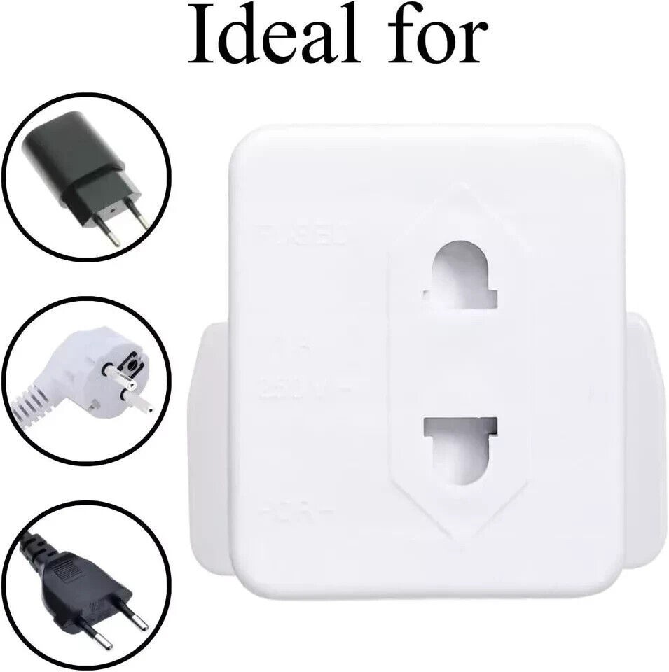 2 Pin To 3-Pin UK Shaver Adapter Plug Converter European Euro Europe ...