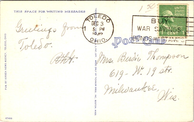 Vintage Postcard United States Post Office USPS Toledo Ohio OH c.1930 ...