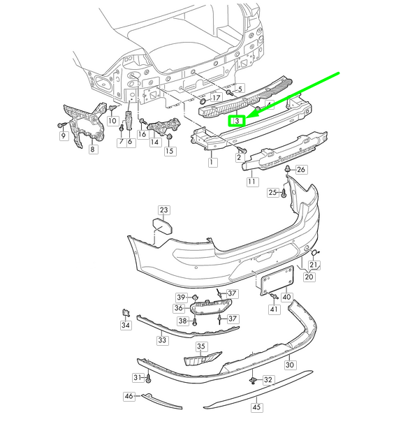 VOLKSWAGEN PASSAT B8 3G Rear Bumper Securing Strip 3G5807863 NEW ...