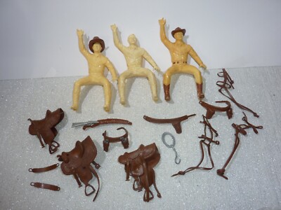 Lot of 3 MCM Vintage Marx Toy Roy Rogers Figurine Figures w Accessories ...