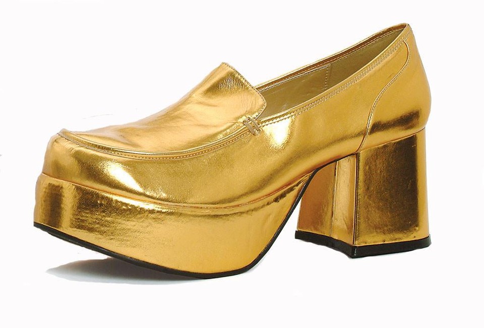 Black Platform Loafers 70s Pimp Daddy Disco Brady Bunch Motown Costume ...
