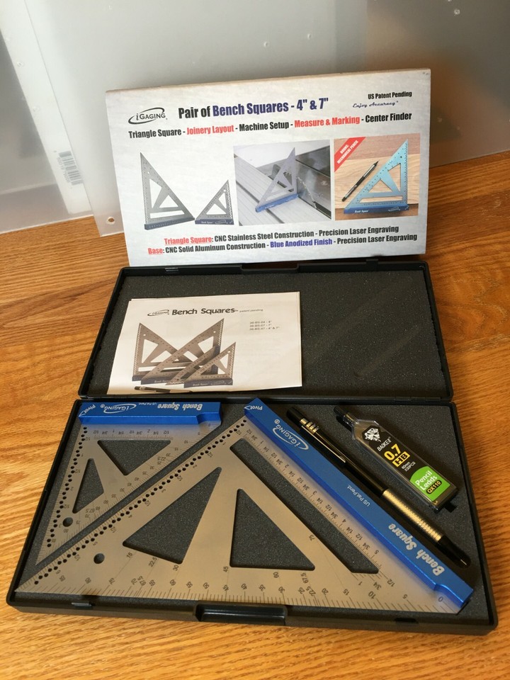 iGaging Bench Square Set 4" & 7" Stainless Steel Precision 16th & 32nd ...