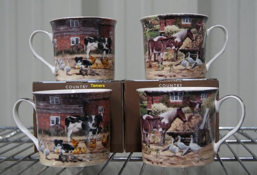Country Life Farmyard Palace Set of Four (4) Fine China Mugs Brand New ...