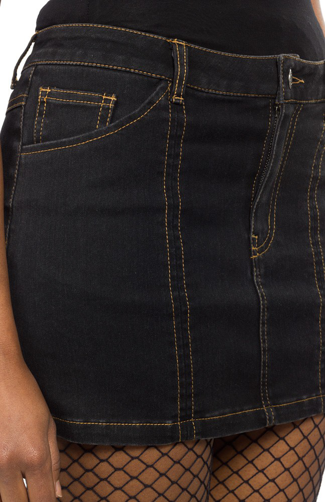 130719 Doomed Dame Stretchy Denim Skirt Sourpuss Pinup Punk Rockabilly ...