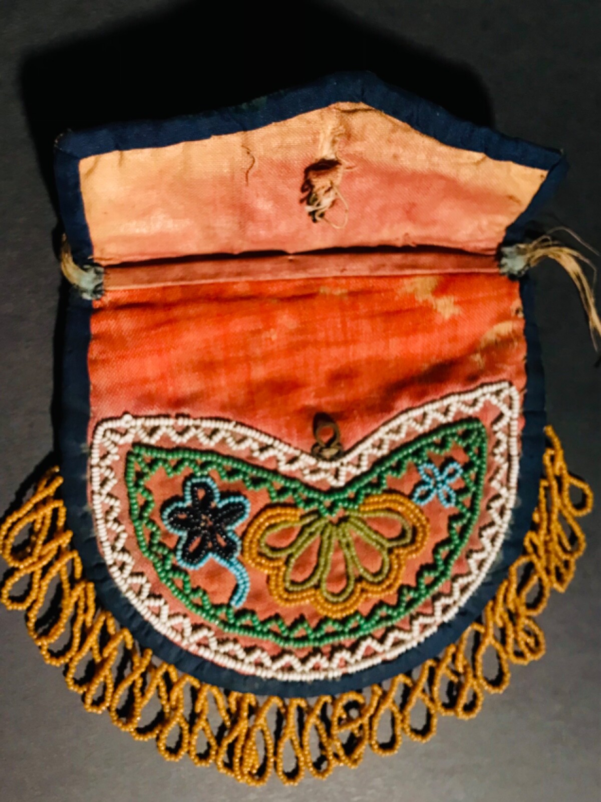 AWESOME 19th C SENECA / MICMAC BEADED BAG,INCREDIBLE SEED BEAD DESIGN ...