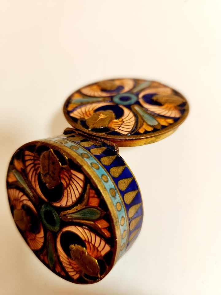 Very rare vintage Egyptian style powder compact with scarab beetle(C ...