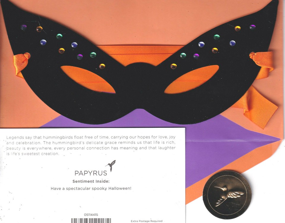PAPYRUS HALLOWEEN CARD NIP MSRP $7.95 BLACK MASK CARD (B6) | eBay