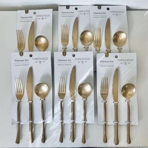 18 Pc Brand New Stainless Steel Bronze Finish 18/8 Flatware High End ...