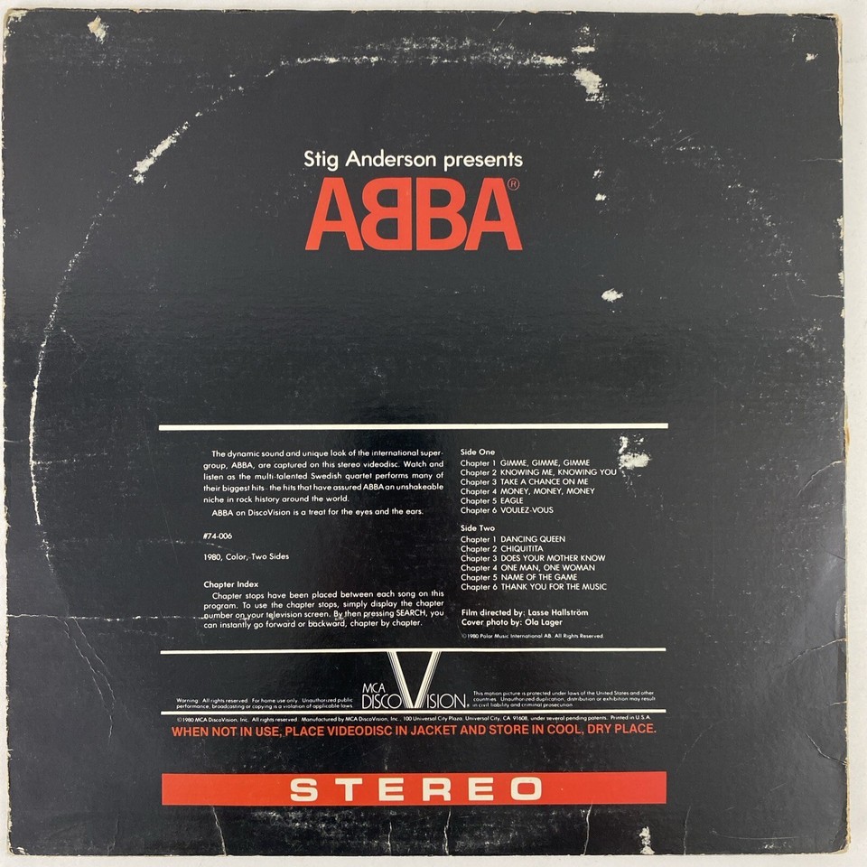 ABBA MCA DiscoVision - Laserdisc 1980 Stereo | eBay