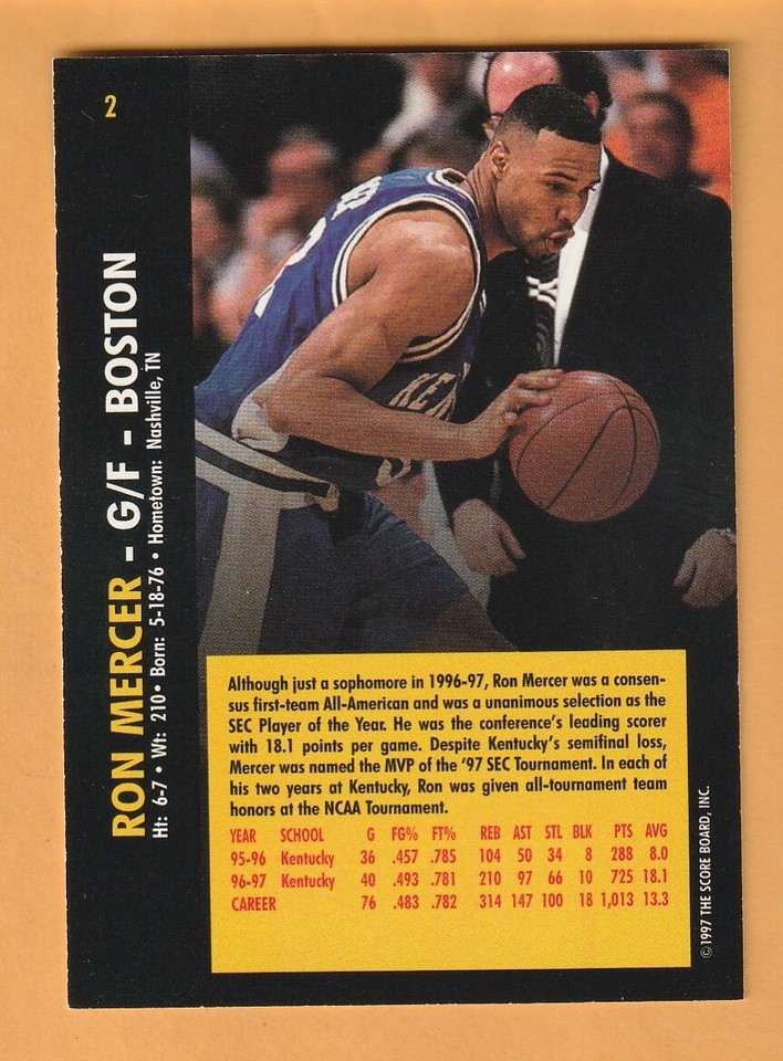 Ron Mercer Kentucky Wildcats 1997 Score Board Rookies #2 11Z | eBay