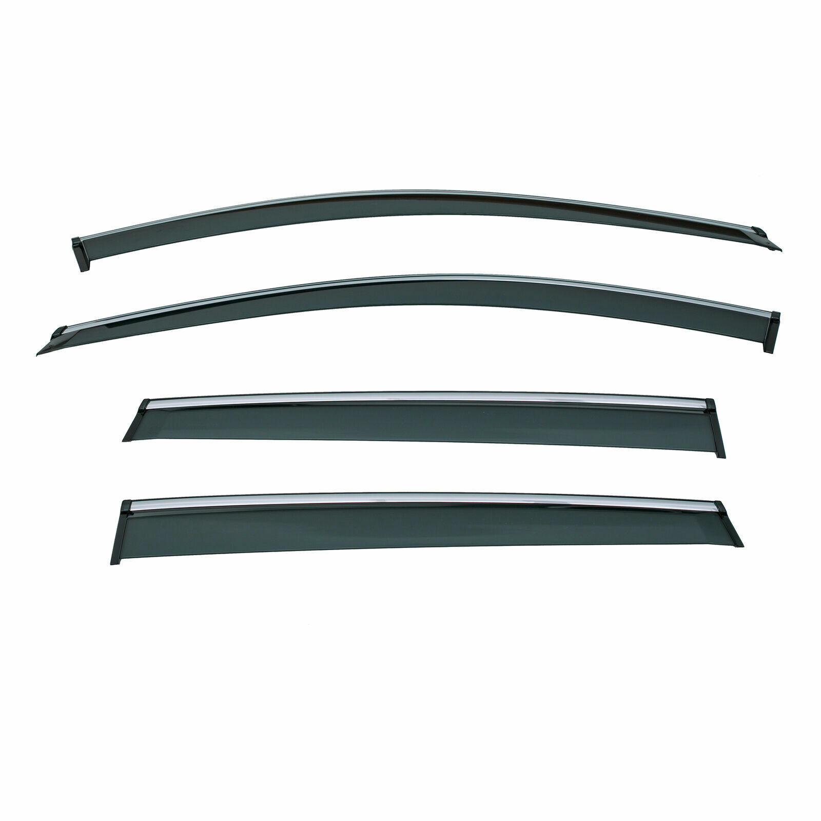 4x Smoke w/Chrome Trim Vent Sun Rain Shade Window Visors Fit 13-19 Ford ...