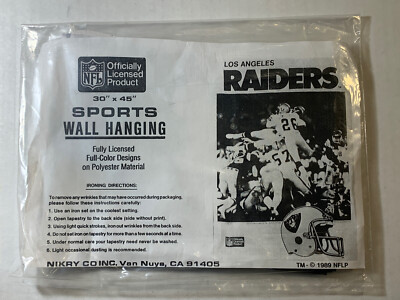 Vintage 1989 RAIDERS NFL GIANT TAPESTRY POSTER Fabric Art 30x45 **NEW ...