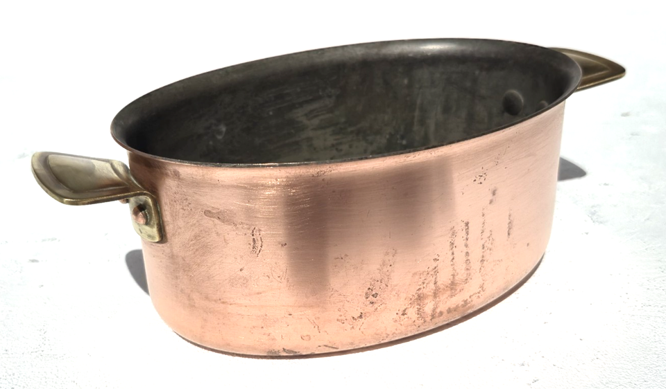 Vintage 6.7inch French Oval Copper Cocotte w Lid x2 Villedieu France 2 ...