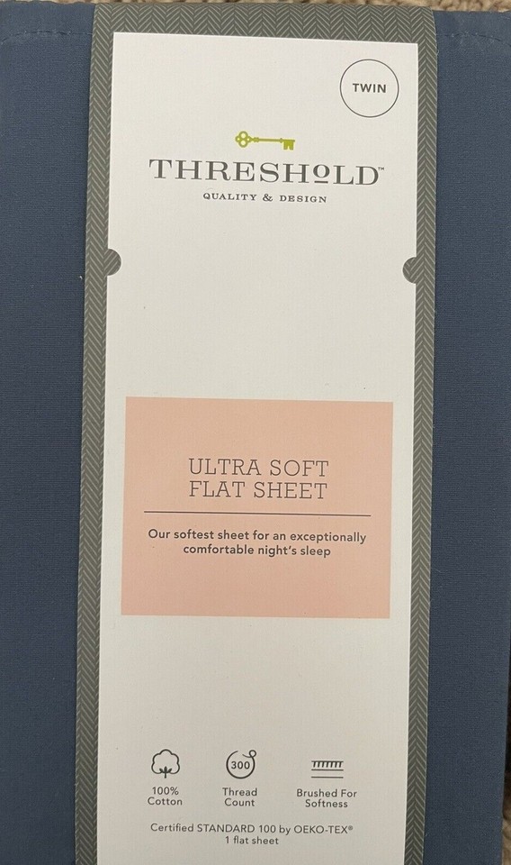 300 Thread Count Ultra Soft Flat Sheet - Threshold - Twin dark blue NEW ...