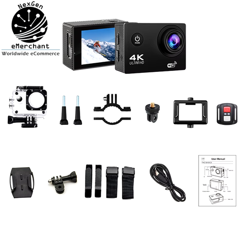 Ultra HD 4K Action Camera: WiFi, 140° Wide Angle, Waterproof, Helmet ...