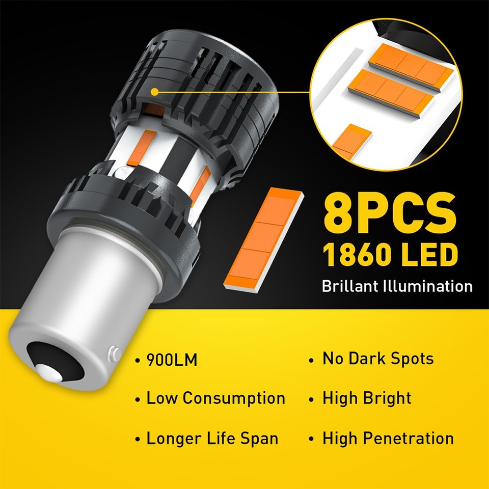7507 BAU15S PY21W Turn Signal LED Light Bulbs Turn Signal Amber Bright ...